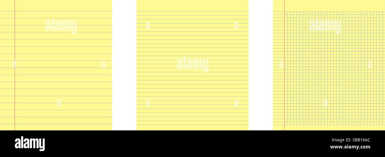 Legal yellow paper set with three sheet of notepad with ruled line ...
