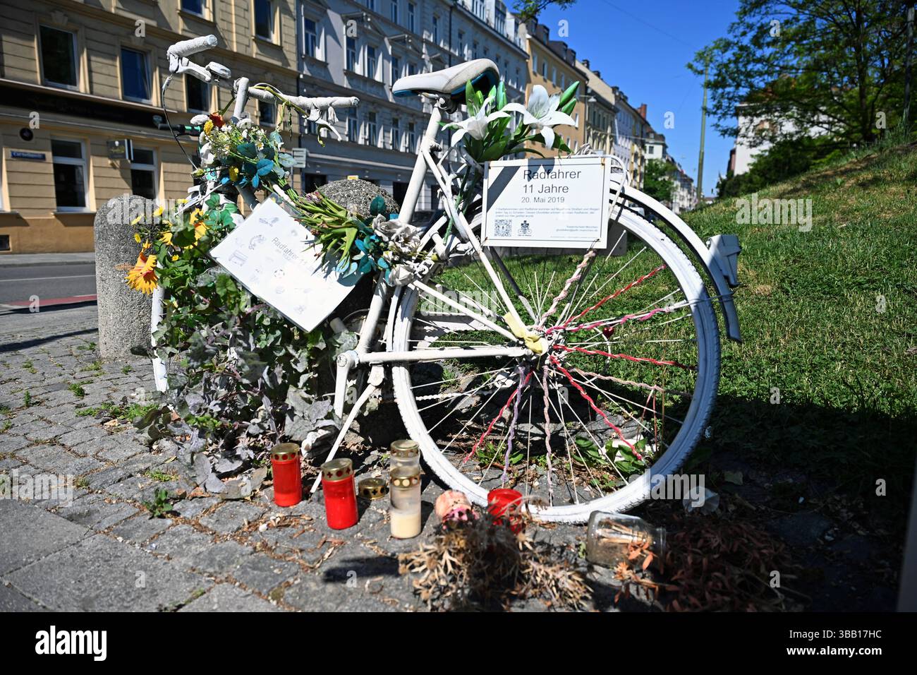 Munich, Deutschland. 13th May, 2025. A ghost bike (also known as a ...