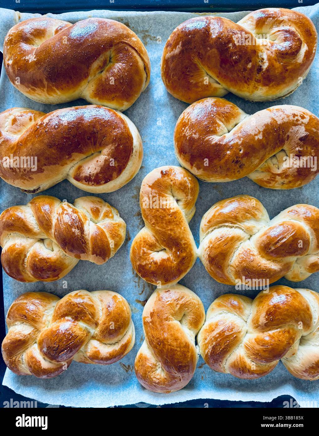 Traditional Romanian pastry. Mucenici, homemade sweet bread made in the ...