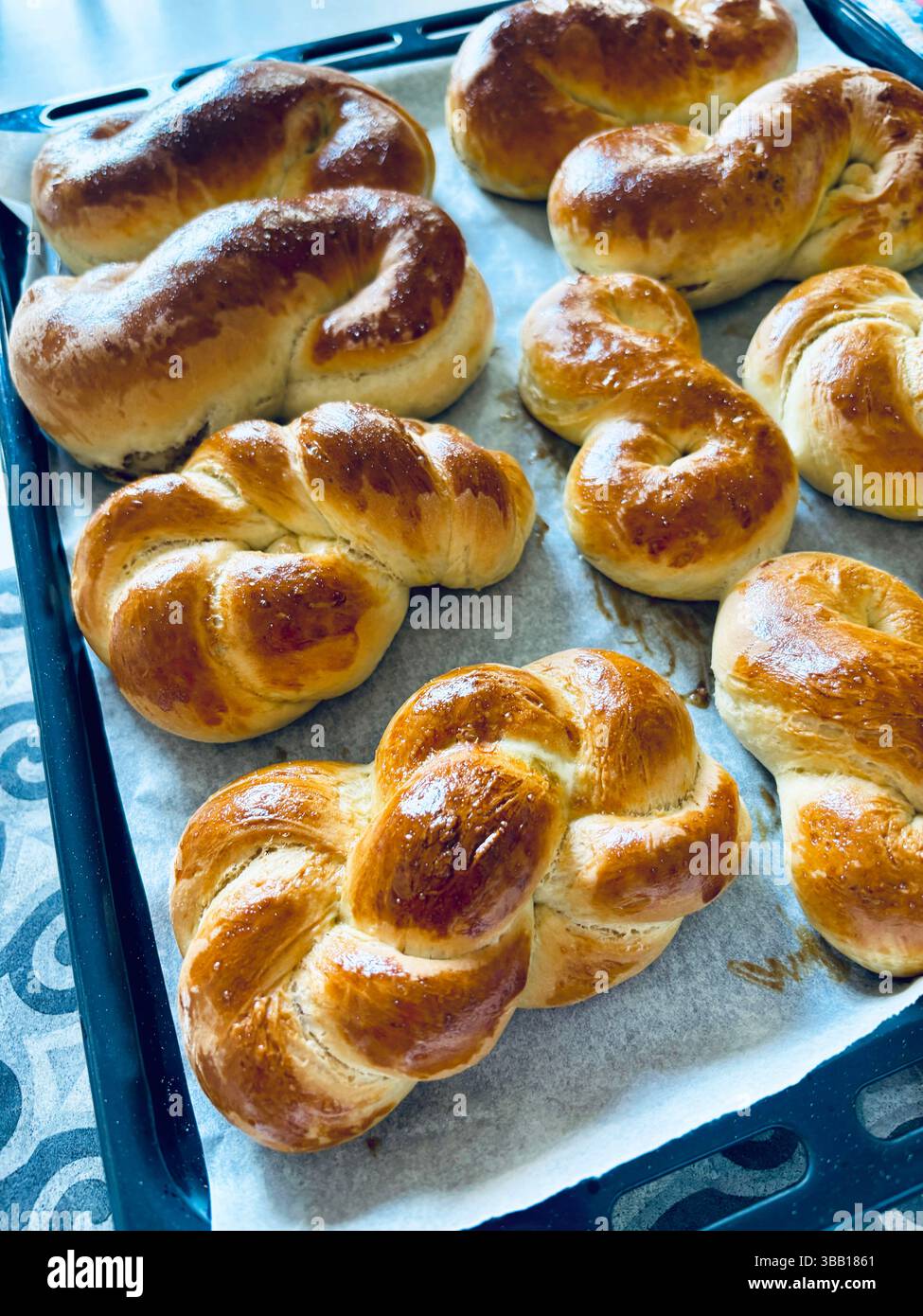 Traditional Romanian pastry. Mucenici, homemade sweet bread made in the ...