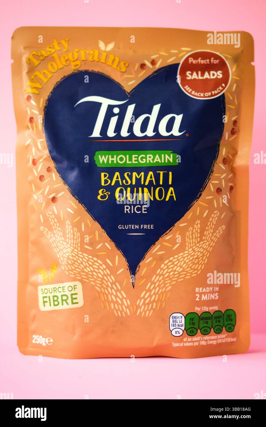 London UK, May 14 2025, Packet of Tilda Wholegrain Basmati and Quinoa ...