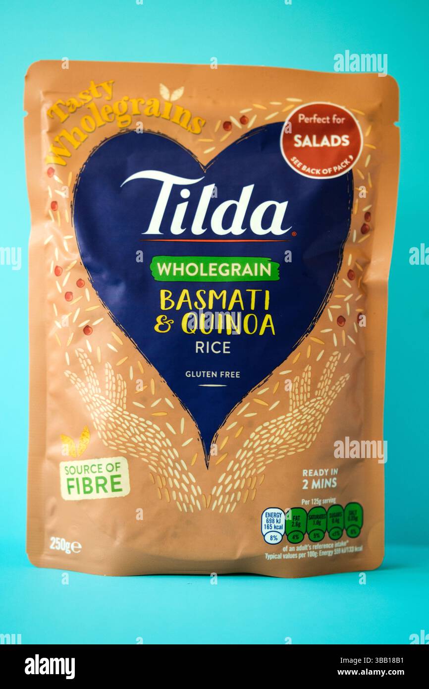 London UK, May 14 2025, Packet of Tilda Wholegrain Basmati and Quinoa ...