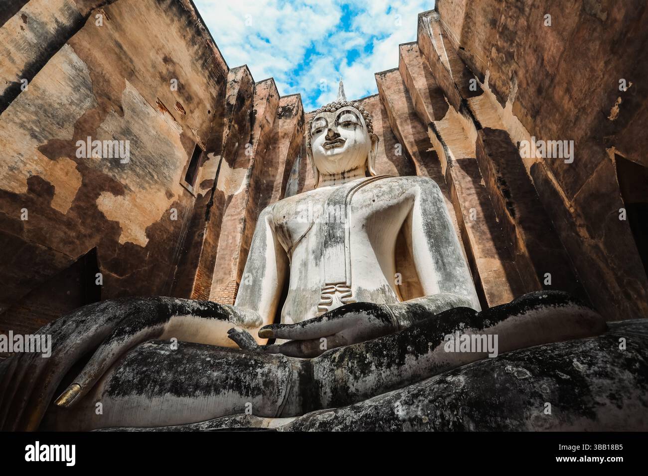 Giant Buddha image in ruined famous ancient historical landmark at most ...