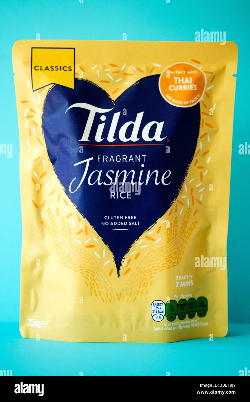 London UK, May 14 2025, Packet of Tilda Microwave Fragrant Jasmine Rice ...