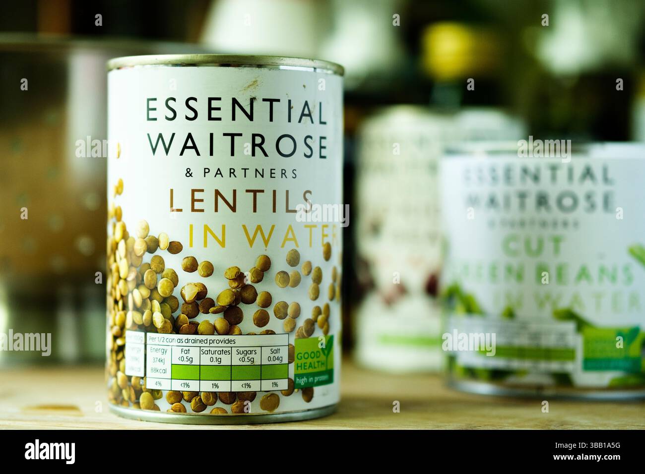 London UK, May 14 2025, Tin of Essential Waitrose Healthy Cooking ...