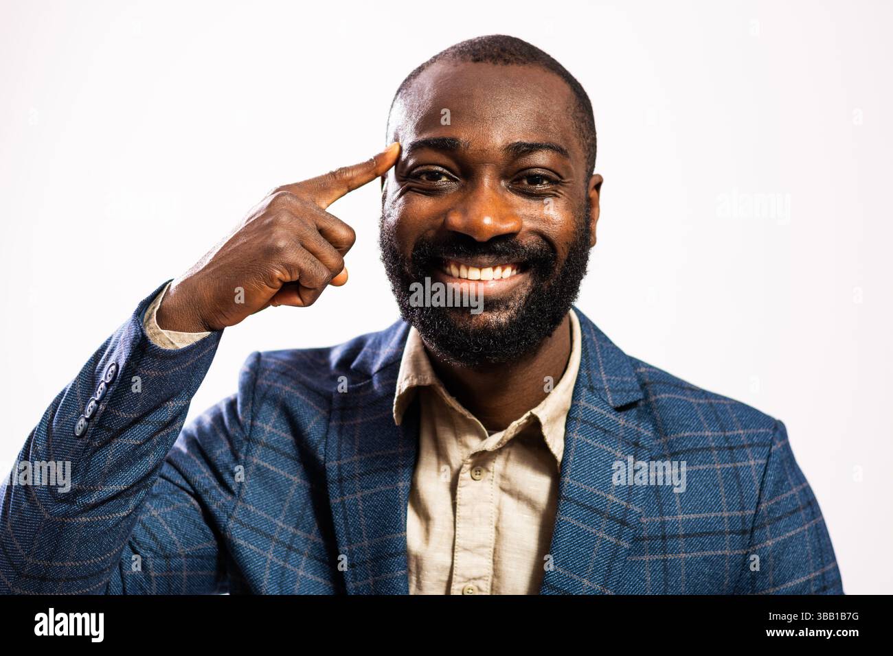 Portrait of happy and successful businessman. Black man in business ...