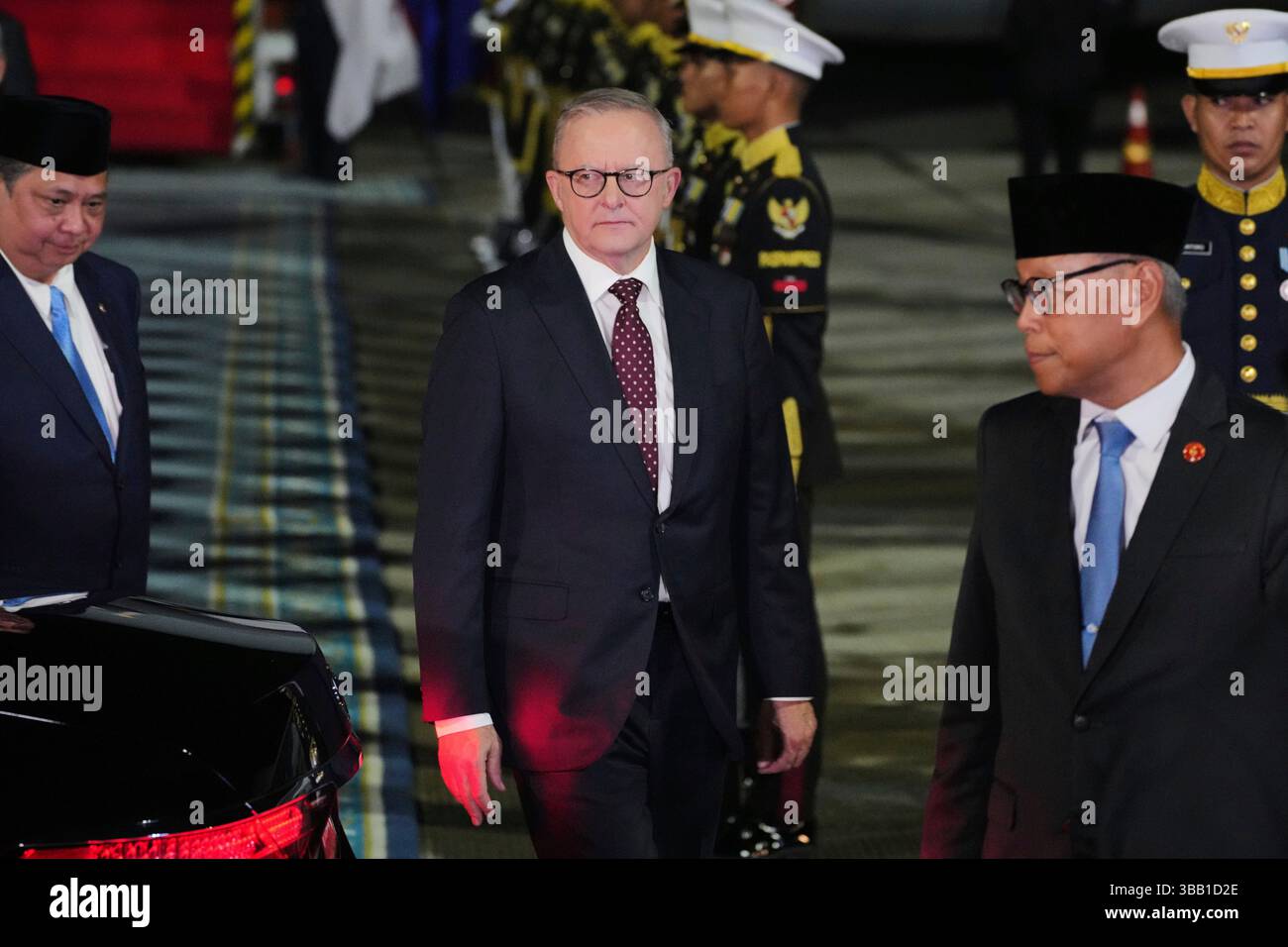 Australian Prime Minister Anthony Albanese walks towards his car upon ...