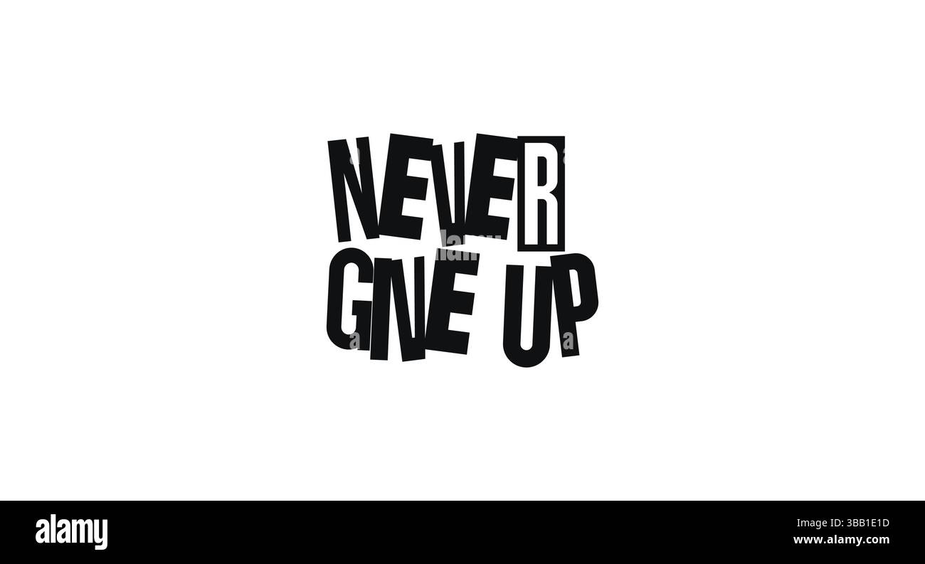 Motivational Quote Never Give Up In Powerful Collage Typography ...