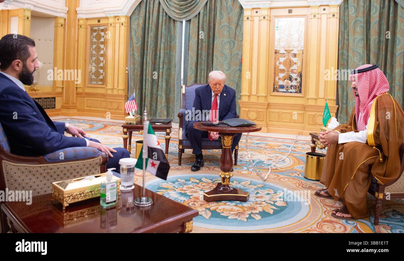 Riyadh, Saudi Arabia. 14th May, 2025. US President Donald Trump (C ...