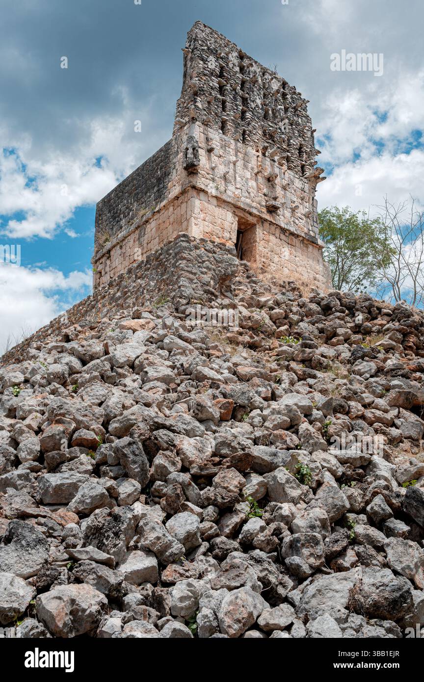 Stone Mayan watch tower in Labna, Puuc architecture, Yucatan, Mexico ...