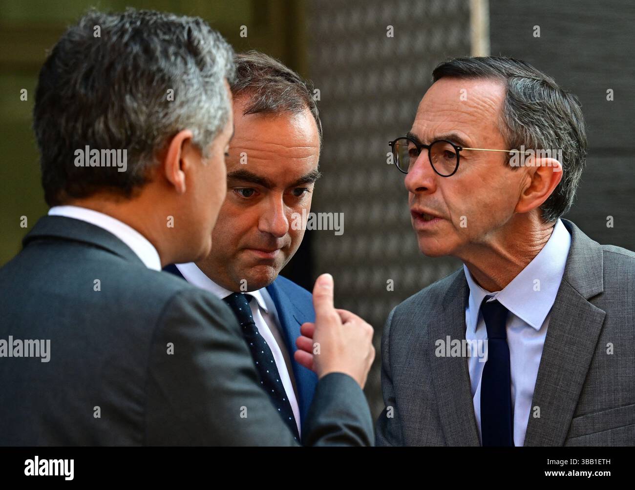 Nanterre, France. 14th May, 2025. Gérald Darmanin, Sebastien Lecornu, Bruno Retailleau during ...