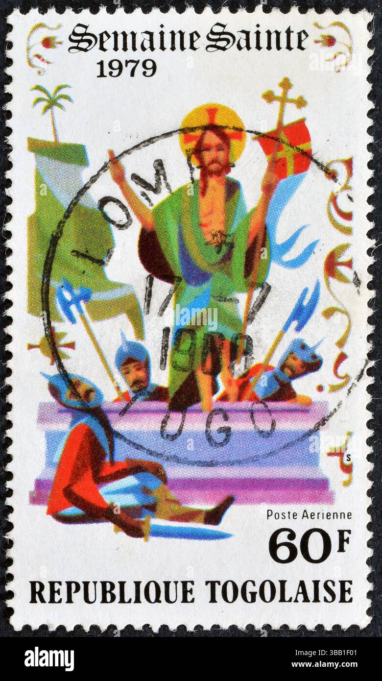 Cancelled postage stamp printed by Togo, that shows Resurrection ...