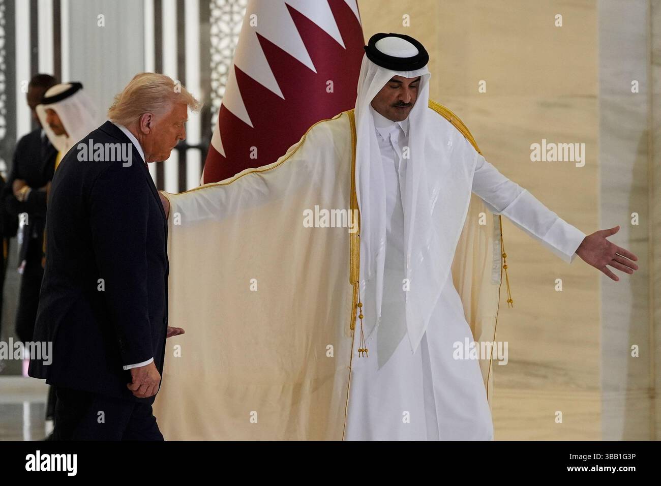 Qatar's Emir Sheikh Tamim bin Hamad Al Thani welcomes President Donald ...
