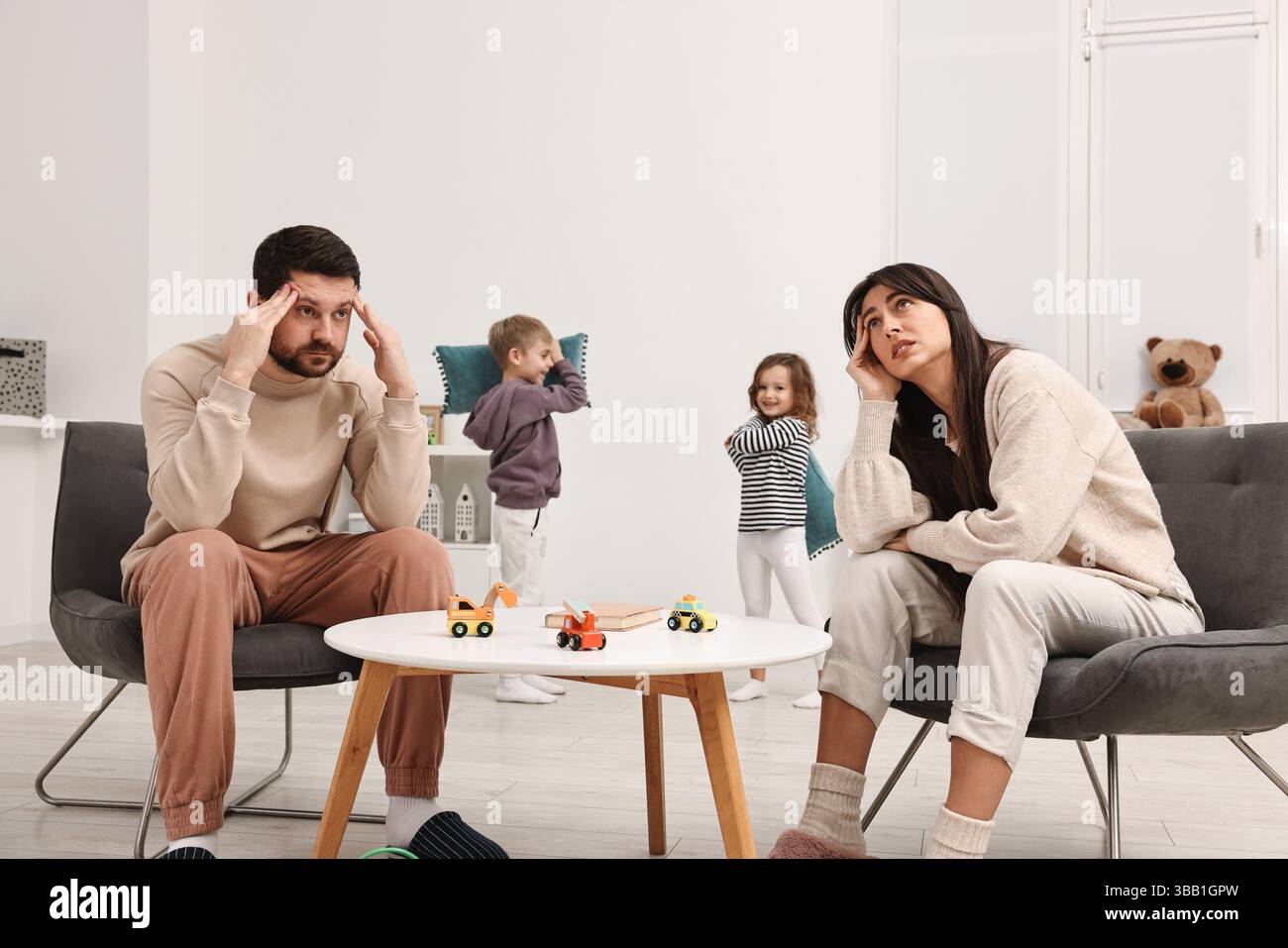 Tired mom naughty boy hi-res stock photography and images - Alamy