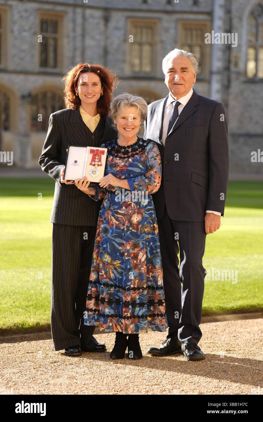 Dame Imelda Staunton (centre) with her husband Jim Carter and daughter ...