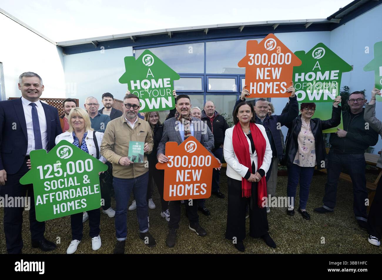 Pearse Doherty (left), spokesperson on housing Eoin O Broin (third left ...