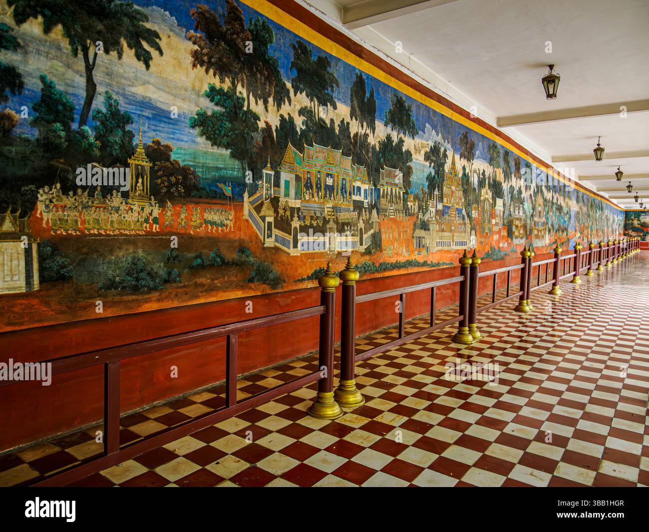 The Ramayana Mural at the Royal Palace, Phnom Penh, Cambodia Stock ...