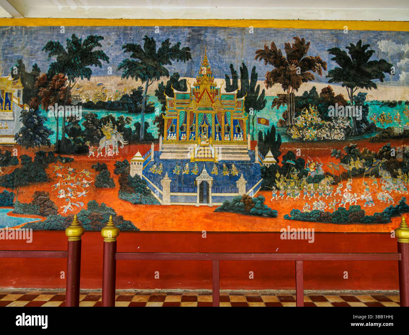 The Ramayana Mural at the Royal Palace, Phnom Penh, Cambodia Stock ...