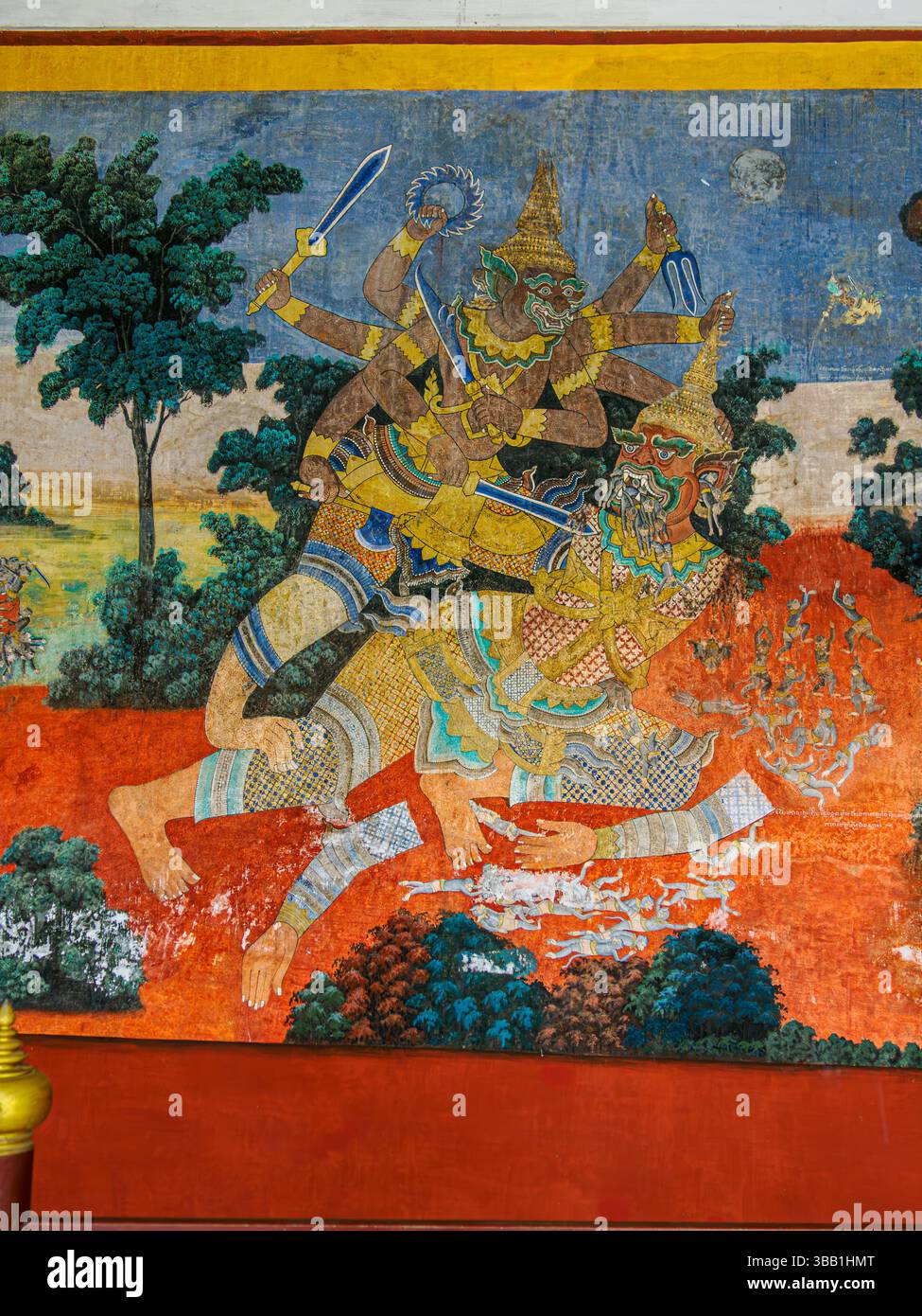 The Ramayana Mural at the Royal Palace, Phnom Penh, Cambodia Stock ...