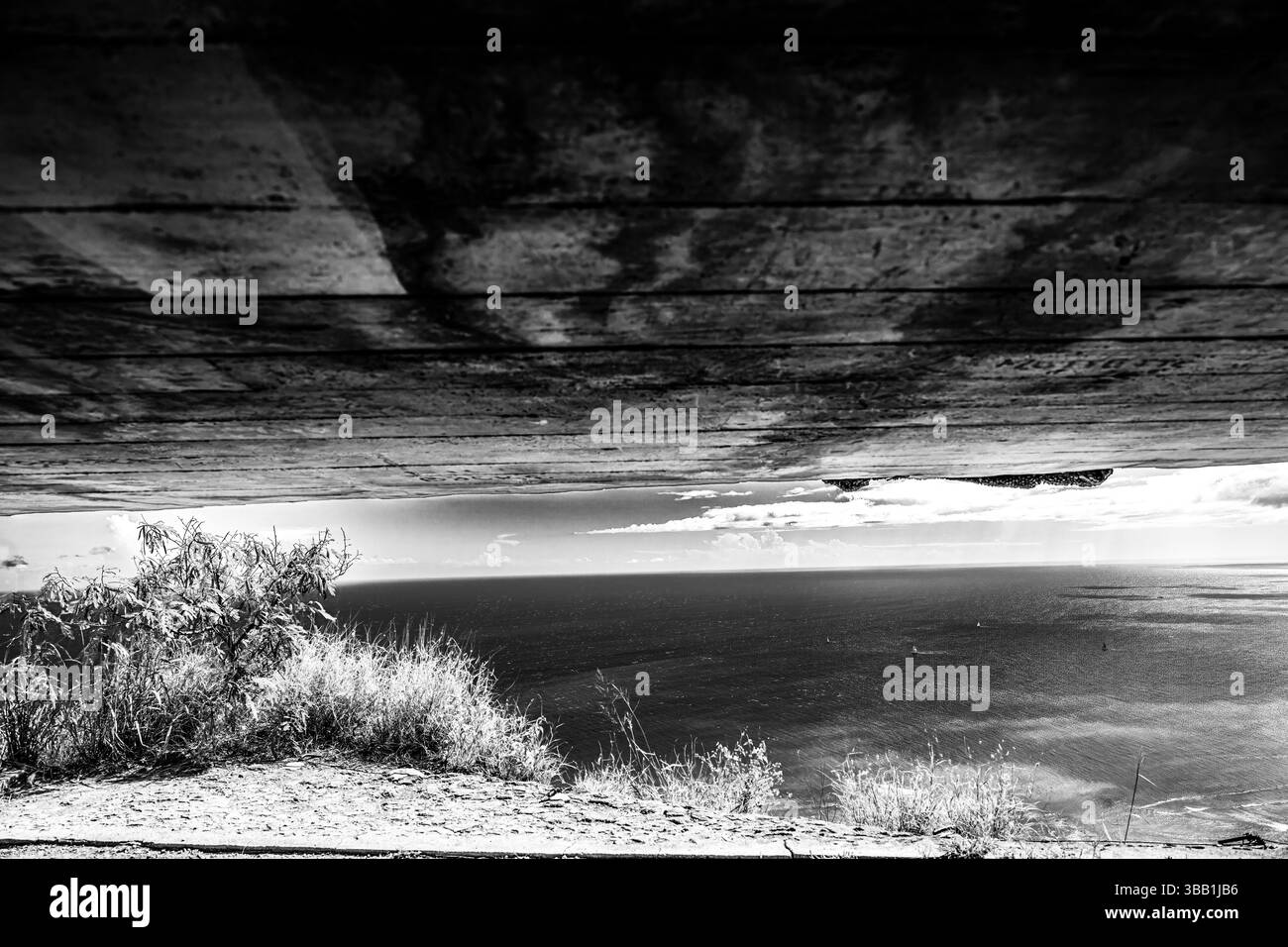 View from inside the concrete Battery 407 bunker at Diamond Head State ...