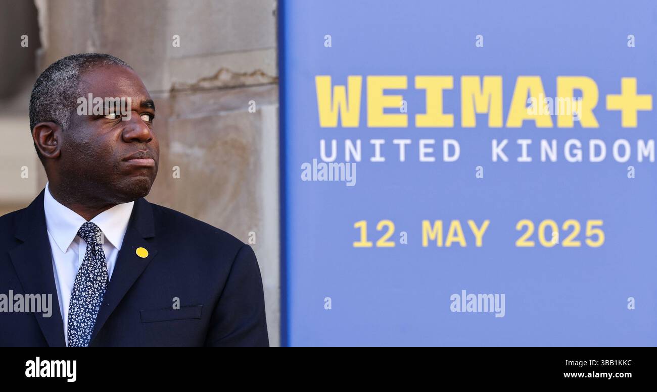 Foreign Secretary David Lammy outside Lancaster House, London, as he ...