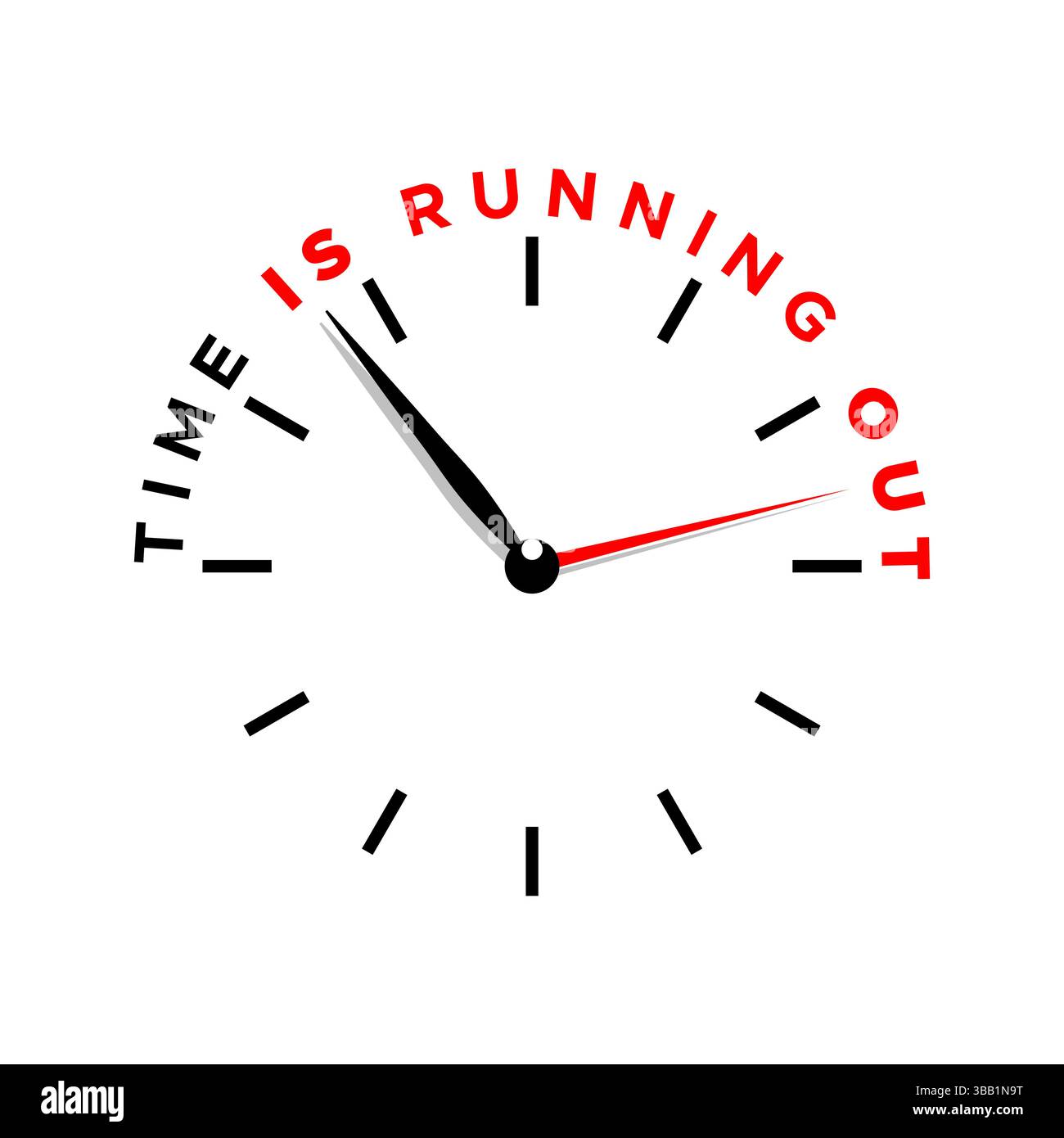 clock with time is running out typography vector illustration Stock ...