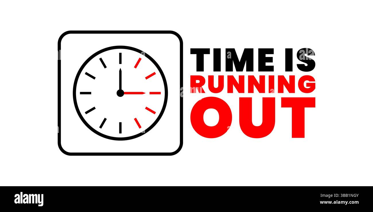 Time Running Out Clock Vector Urgent Deadline Countdown & Reminder ...