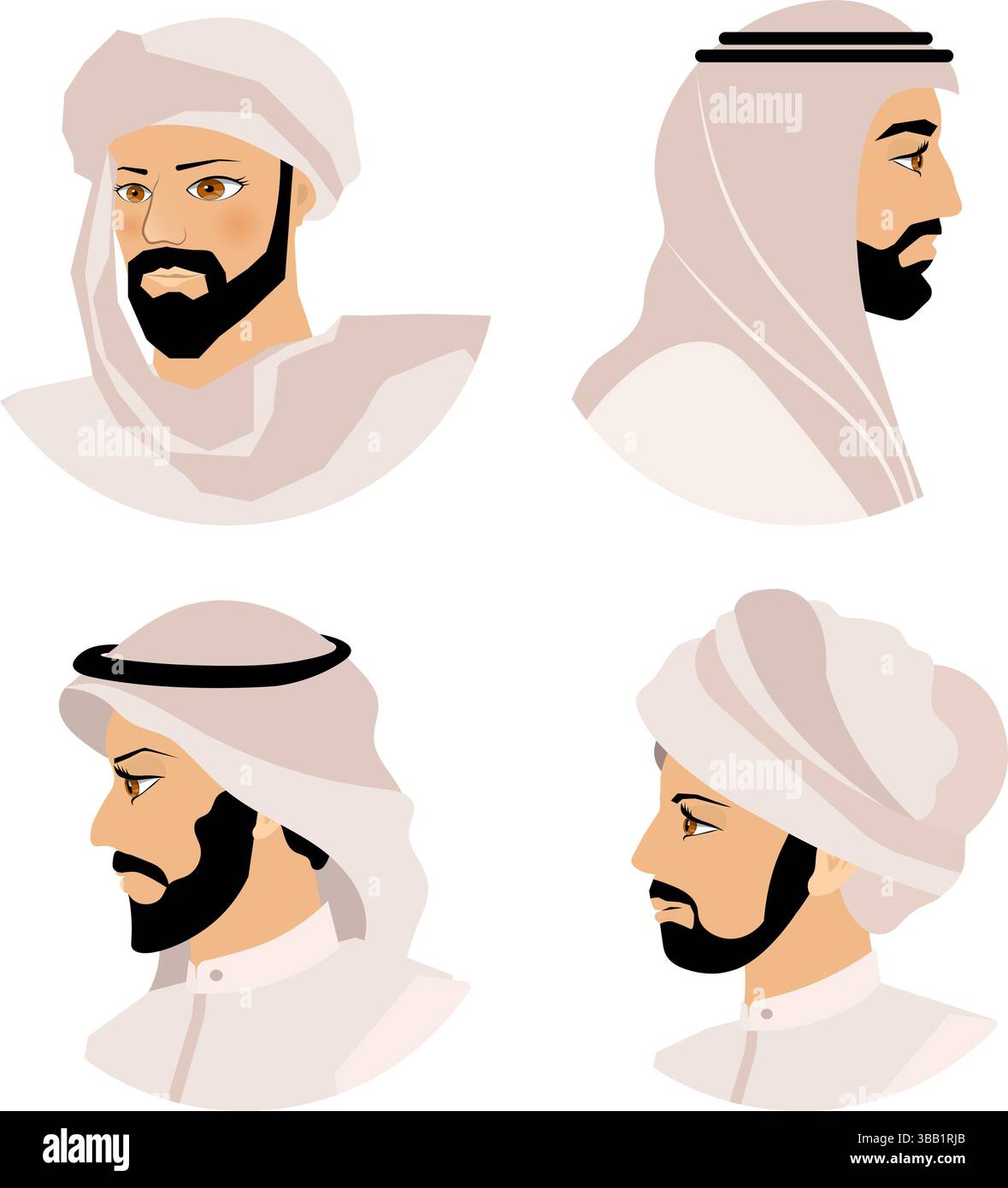Vector people. Avatar. A set of avatars of Arab men in traditional ...
