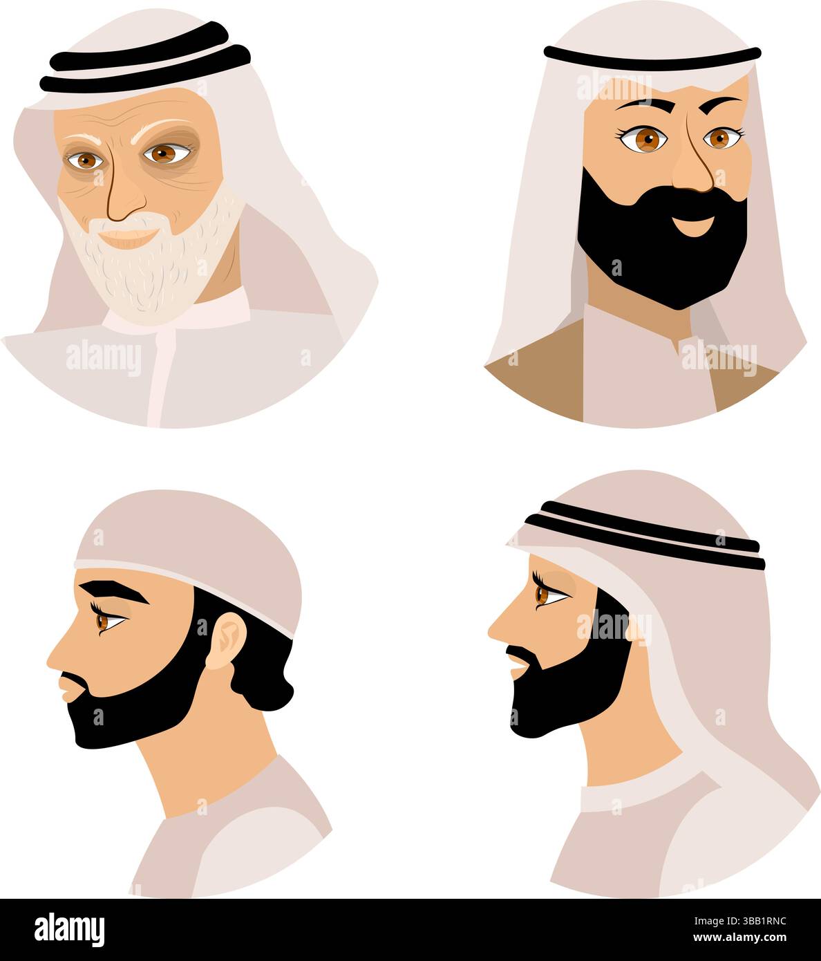 Vector people. Avatar. A set of avatars of different Arab men. Vector ...