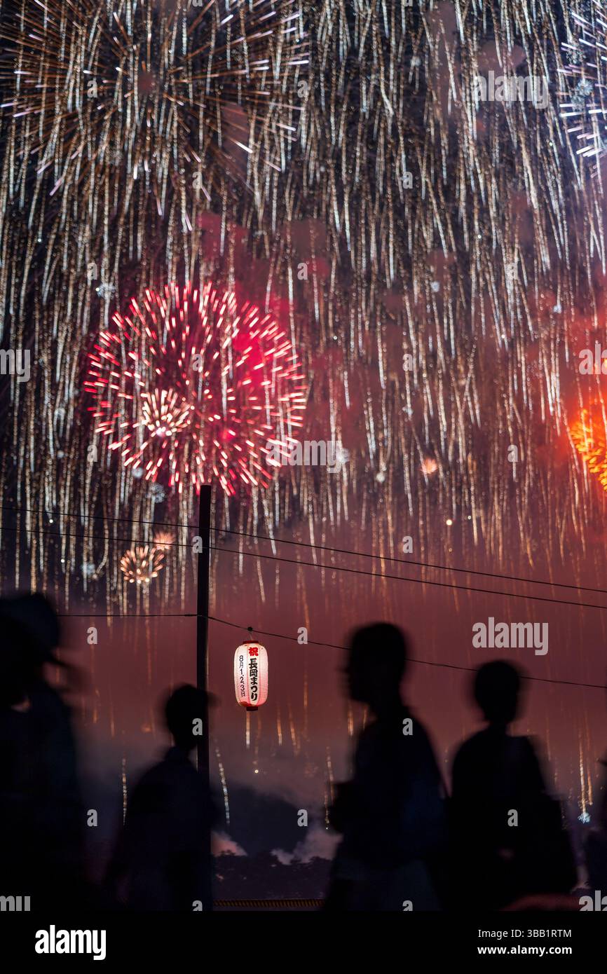Nagaoka Fireworks Festival. Traditional Japanese lanterns beautifully ...