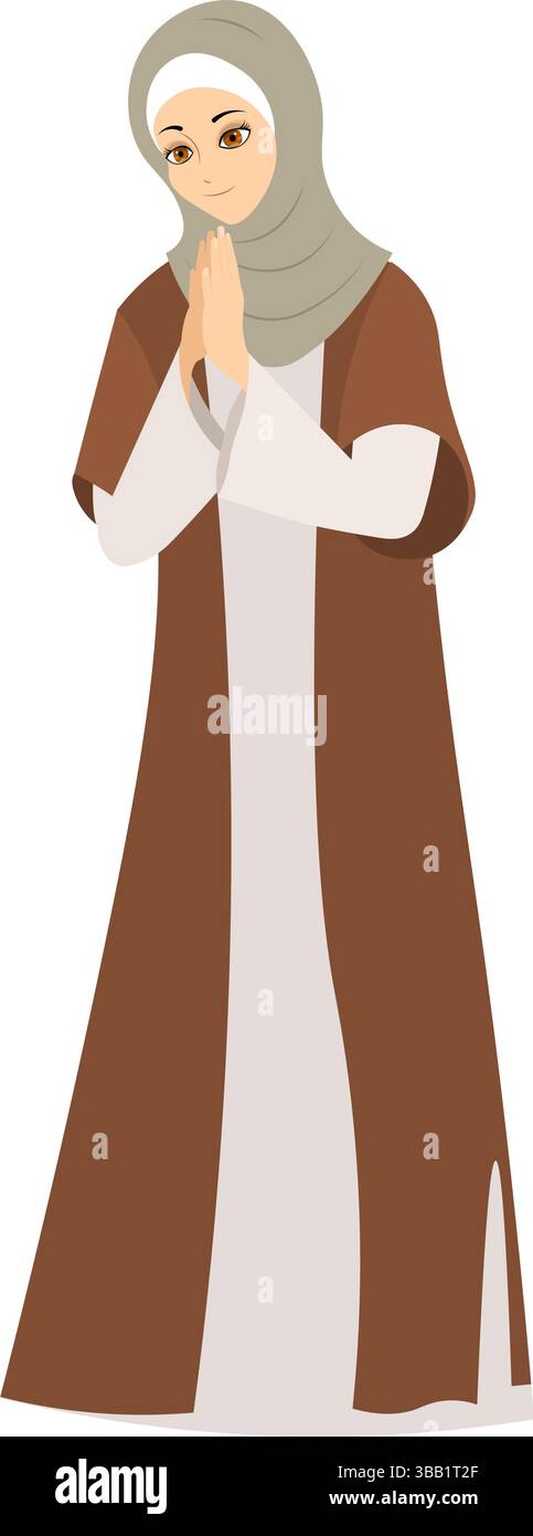Vector people. Muslim woman in hijab. A modest girl prays. Vector ...