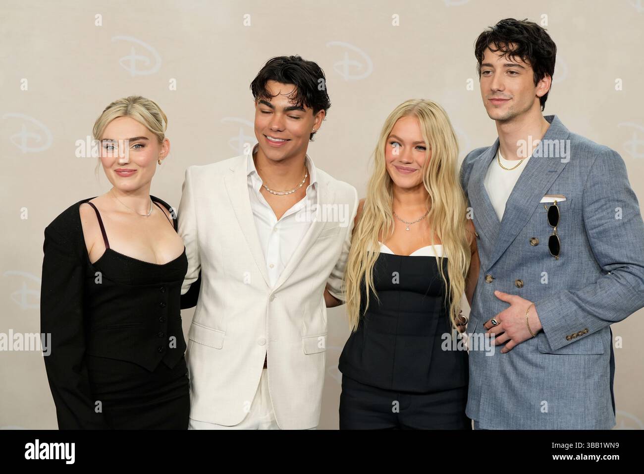 L-R: Meg Donnelly, Malachi Barton, Freya Skye, Milo Manheim attends the 2025 Disney Upfront ...