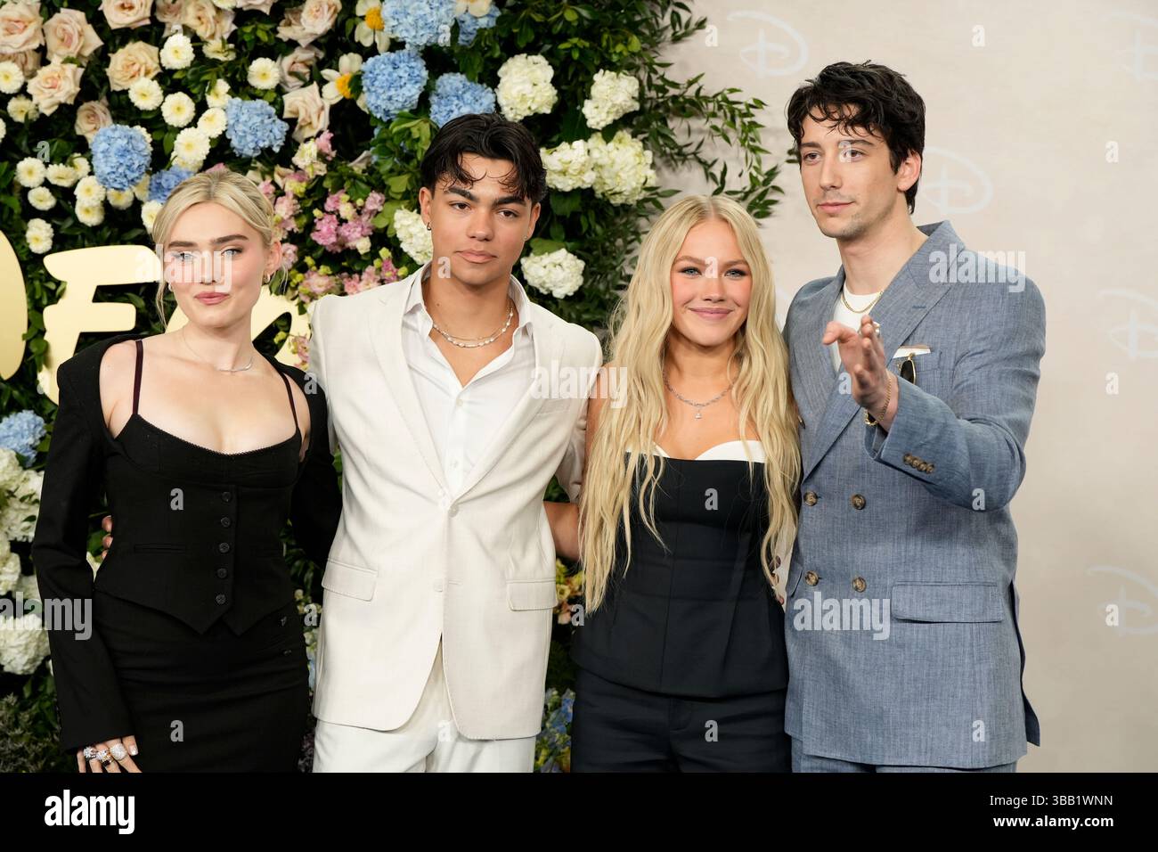 L-R: Meg Donnelly, Malachi Barton, Freya Skye, Milo Manheim attends the 2025 Disney Upfront ...