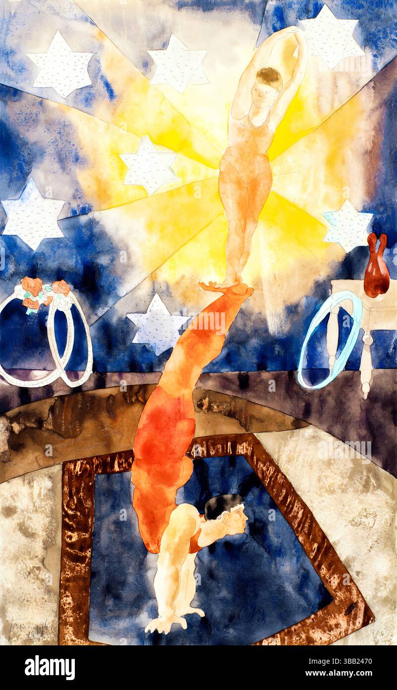 Stylized acrobats in watercolor hi-res stock photography and images - Alamy