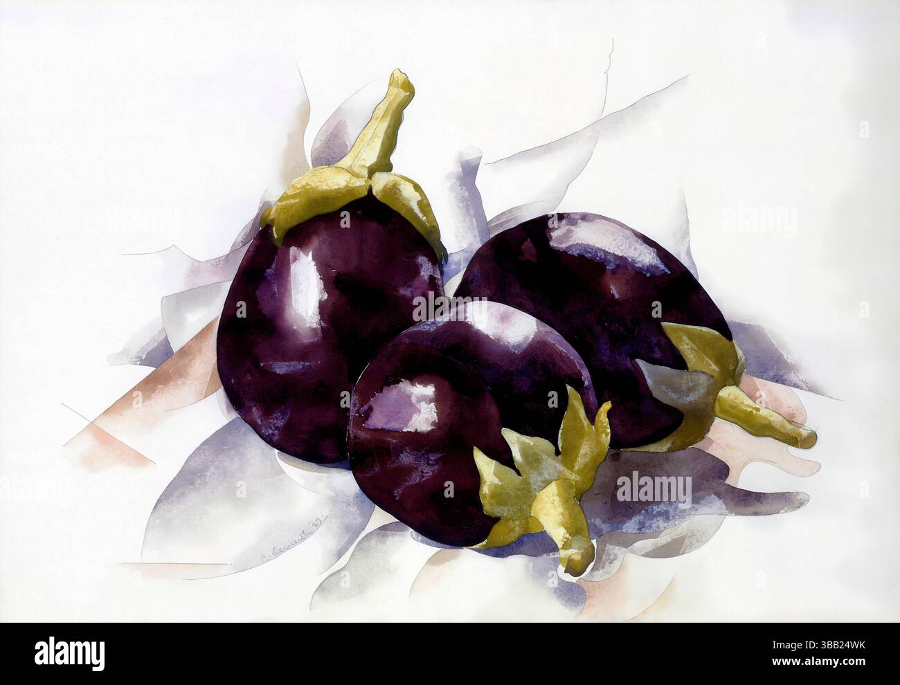 High-res scan of Charles Demuth's 1925 watercolor Eggplants, a striking ...