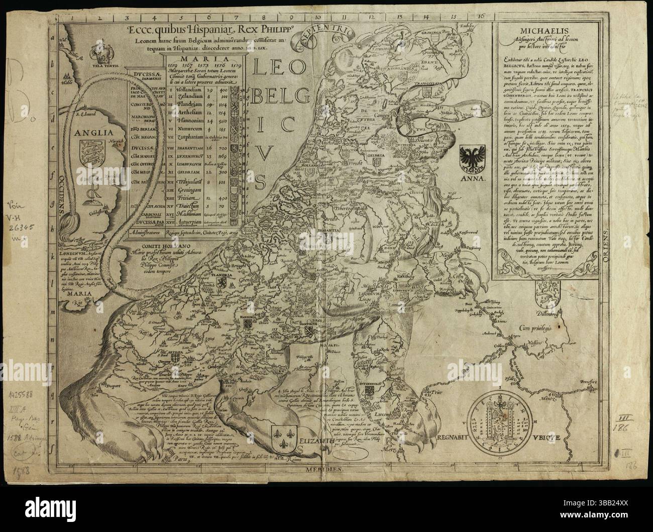 Leo Belgicus by Aitsinger/Hogenberg, 1583 - The Leo Belgicus (Latin ...