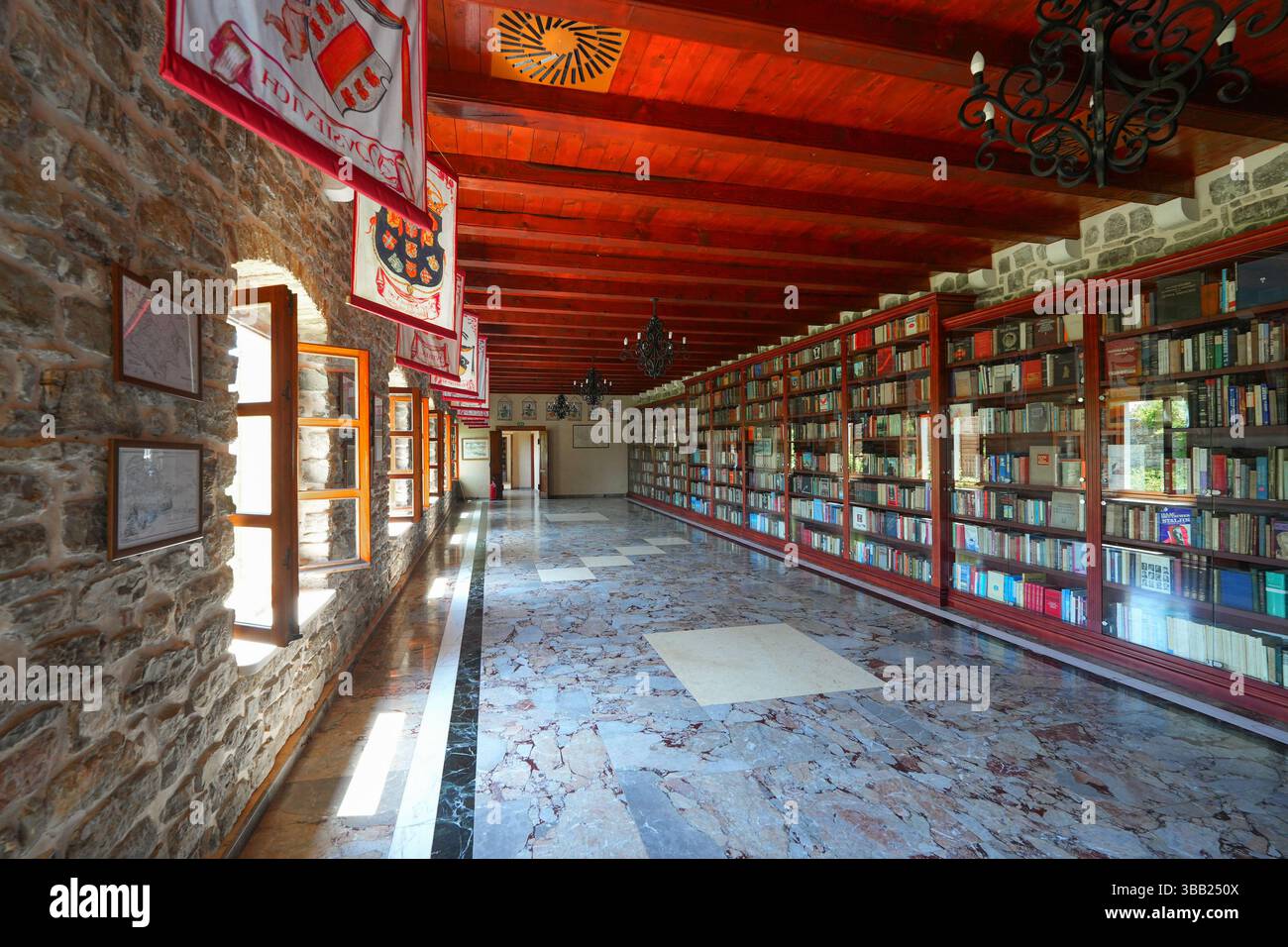 Library of the citadel of the Old Town of Budva, a walled city built on ...