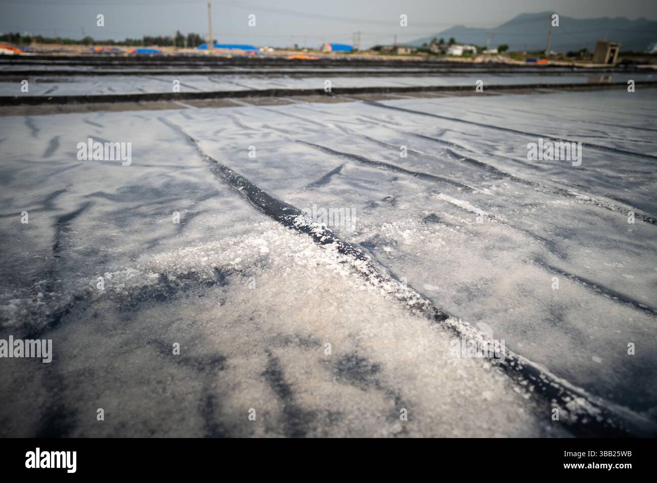 Salt crystallization process underway at Asian fields near village ...
