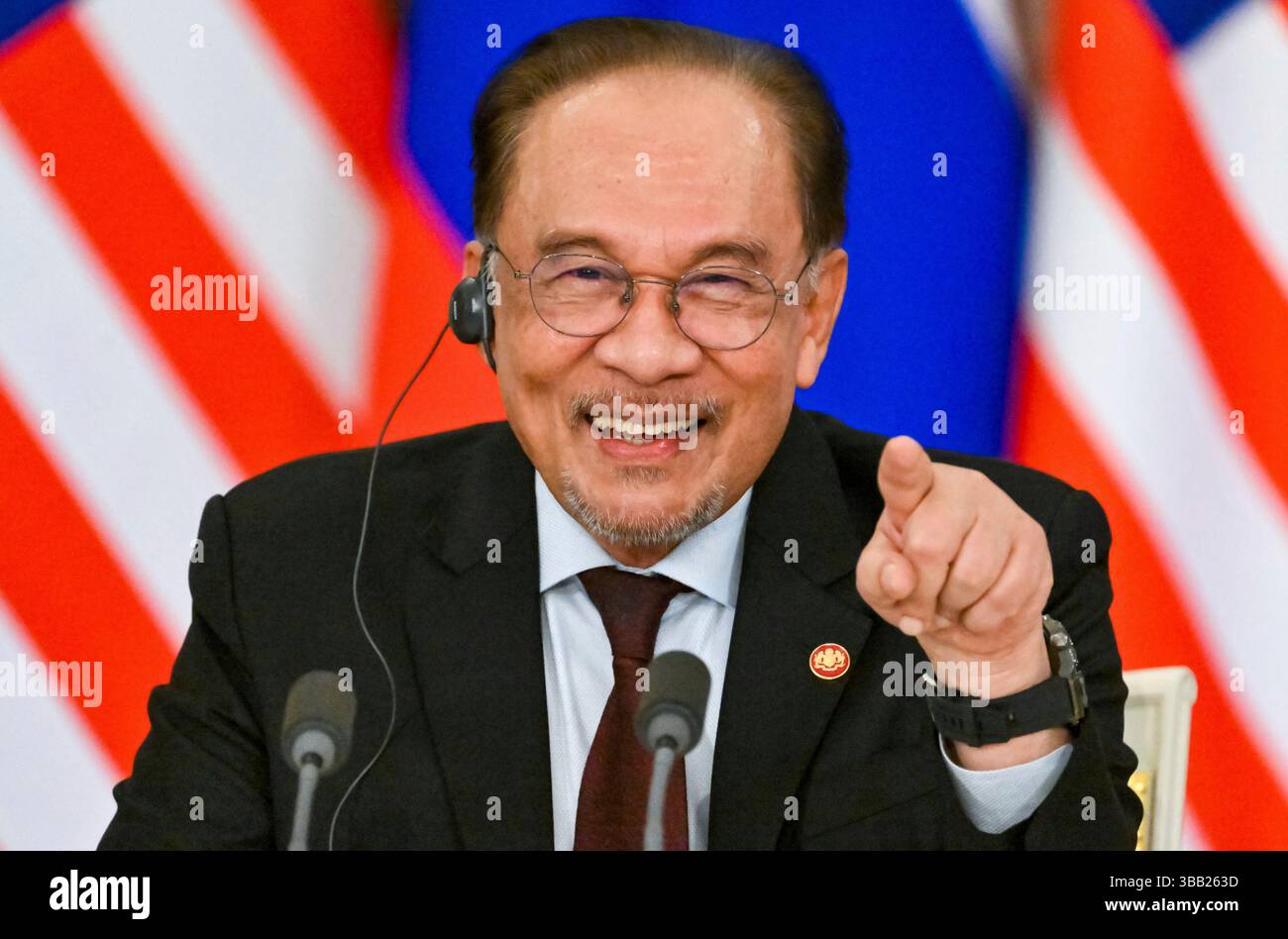 Malaysian Prime Minister Anwar Ibrahim speaks during a joint press ...