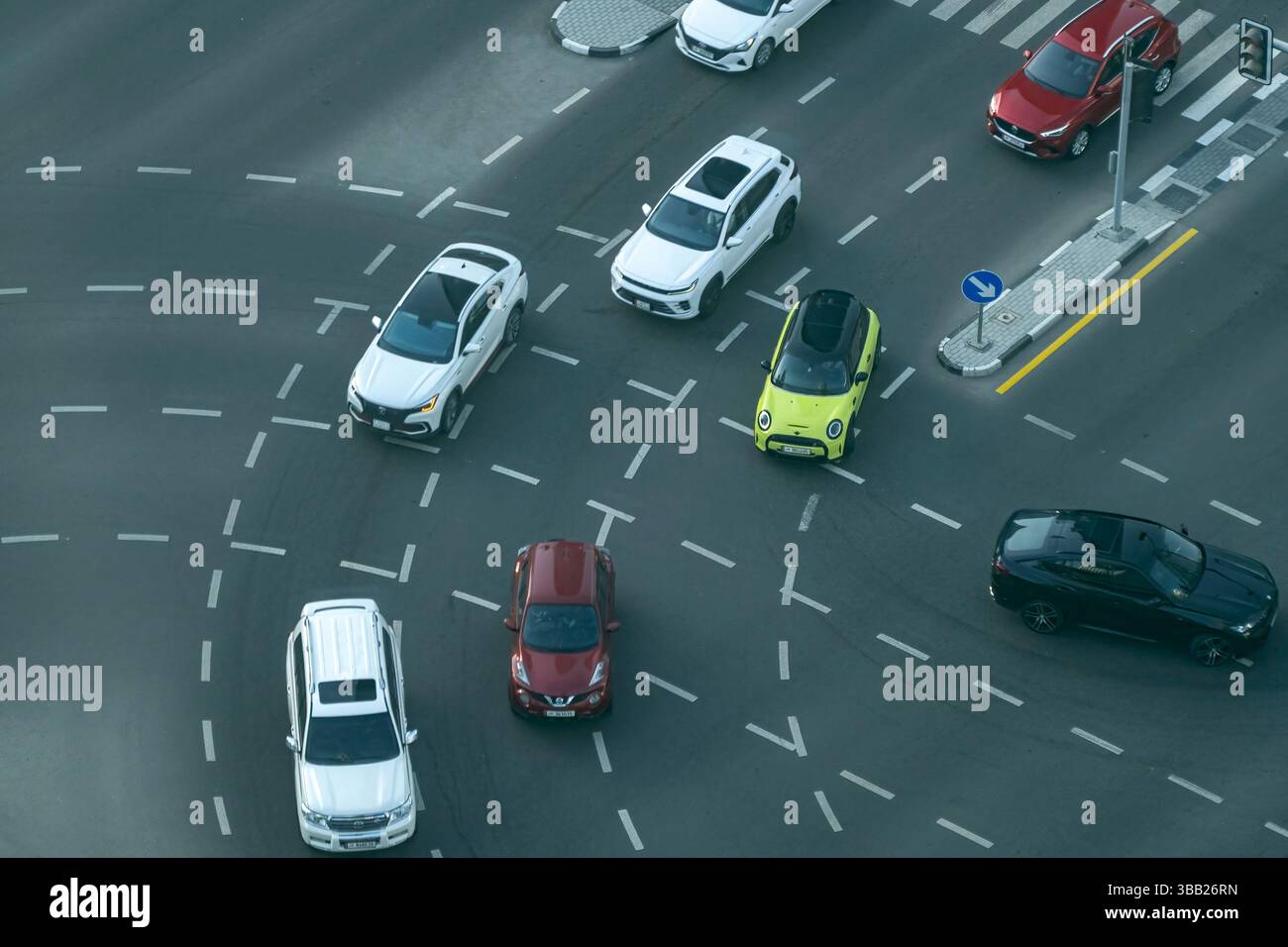 Doha, Qatar - May 13, 2025: Aerial view of Doha Roads and Traffic lane ...