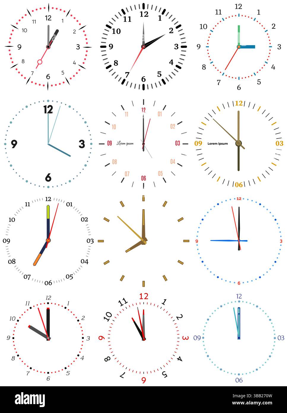 A set of different mechanical clocks with an image of each of the ...