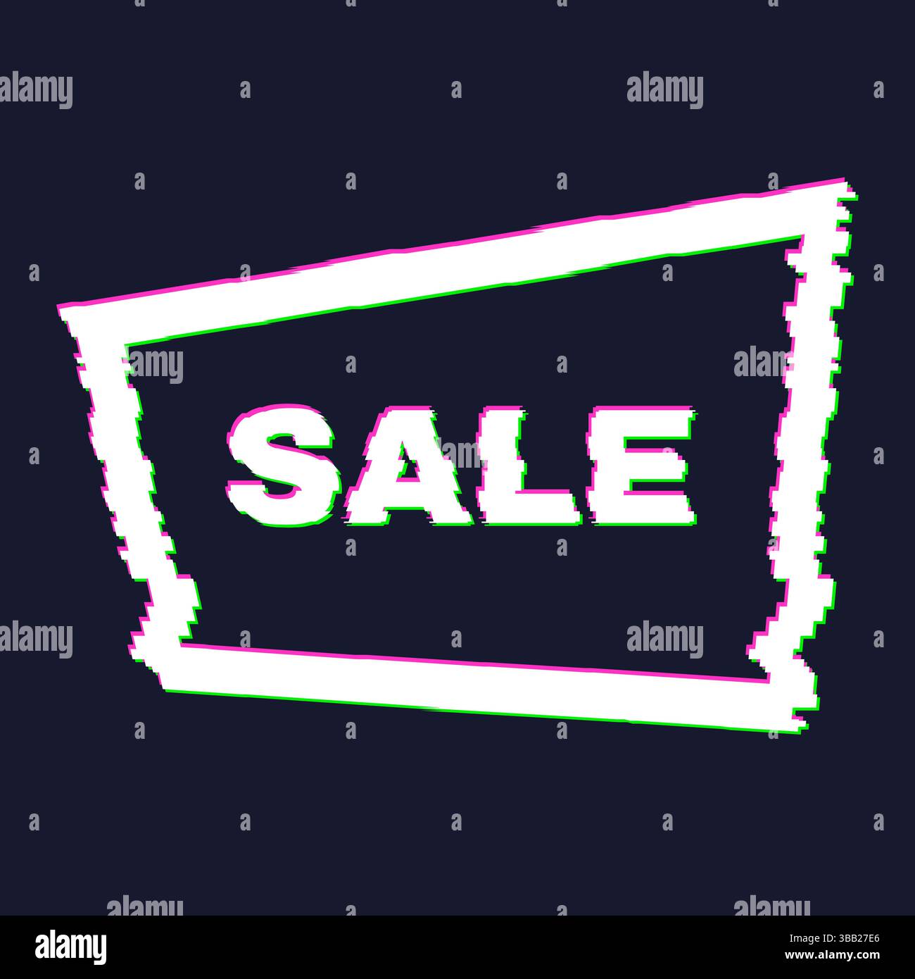Distorted glitch sale banner with error effect on the edges and in text ...