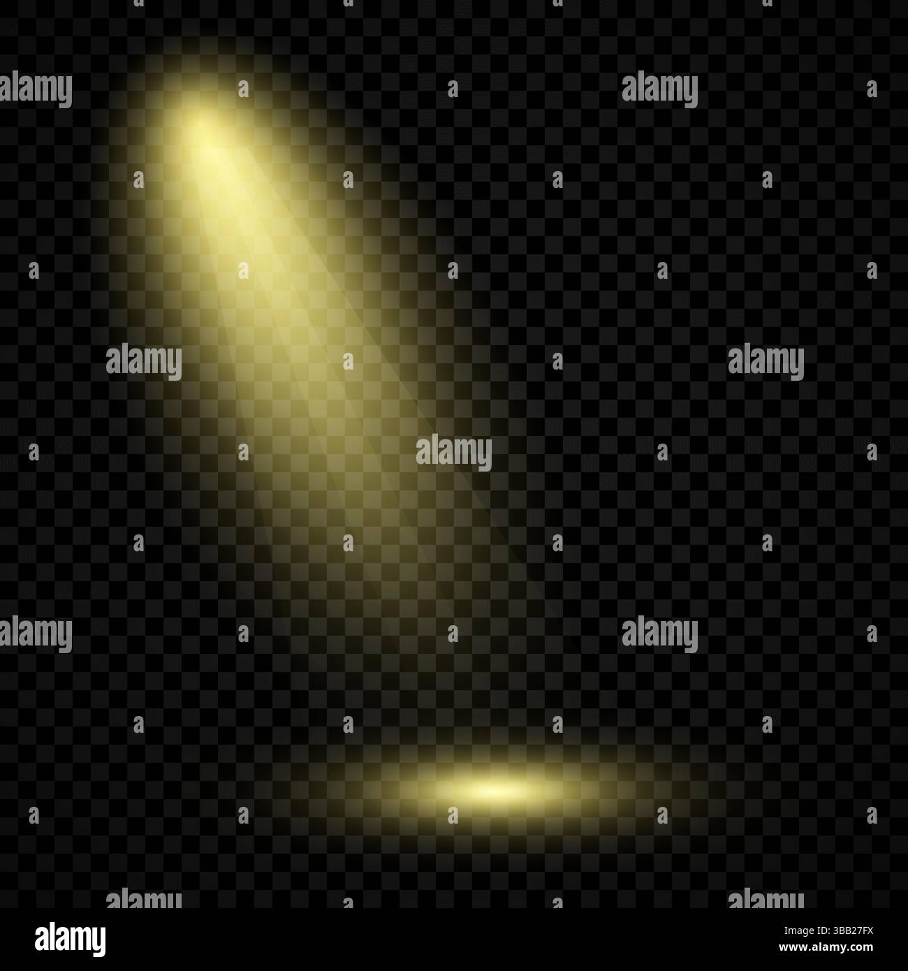 Cold yellow lighting with spotlight. Scene illumination effects on a dark transparent background ...