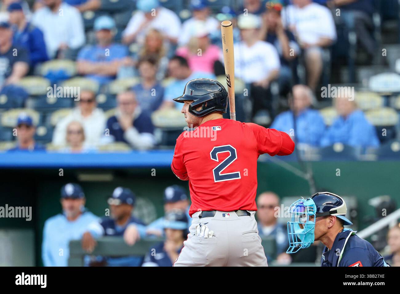 Kansas City, MO, USA. 9th May, 2025. Boston Red Sox third baseman Alex ...