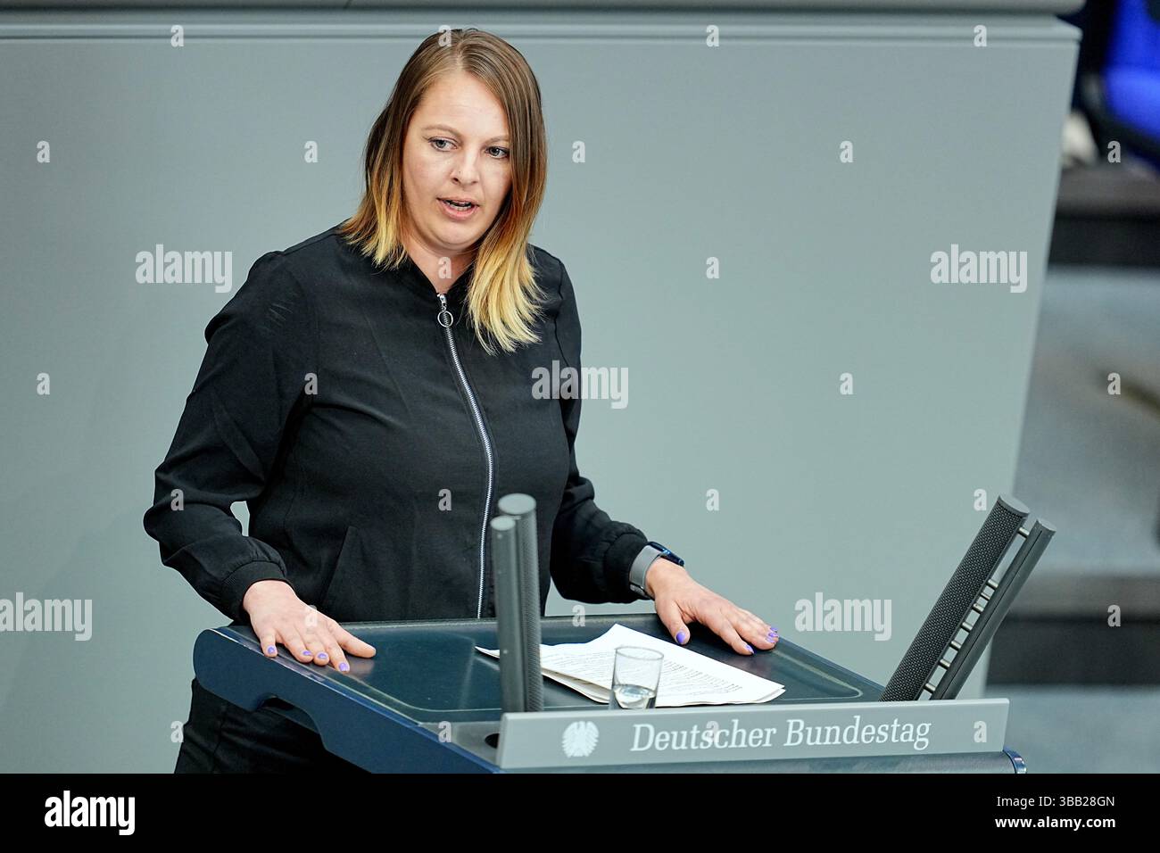 Berlin, Germany. 14th May, 2025. Lea Reisner (Die Linke) speaks after ...