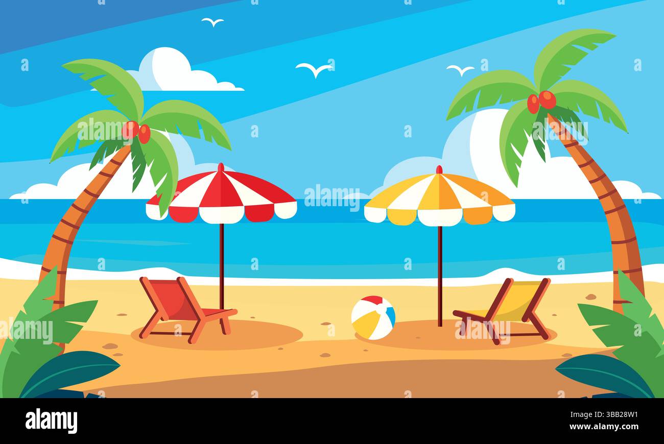 Holiday scene palm trees Stock Vector Images - Alamy