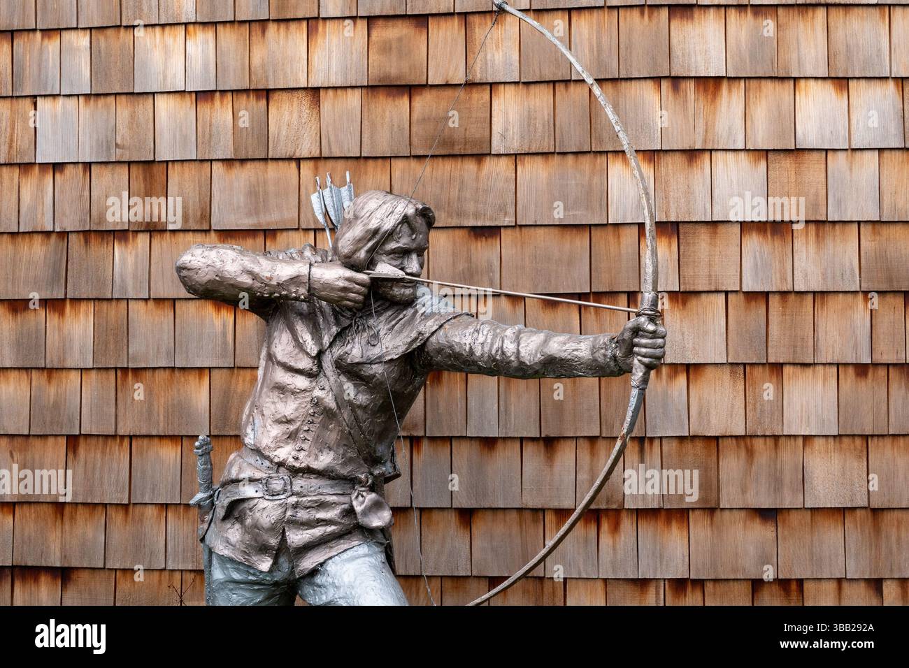 Sherwood, United Kingdom - December 26 2024: Statue of Robin Hood ...