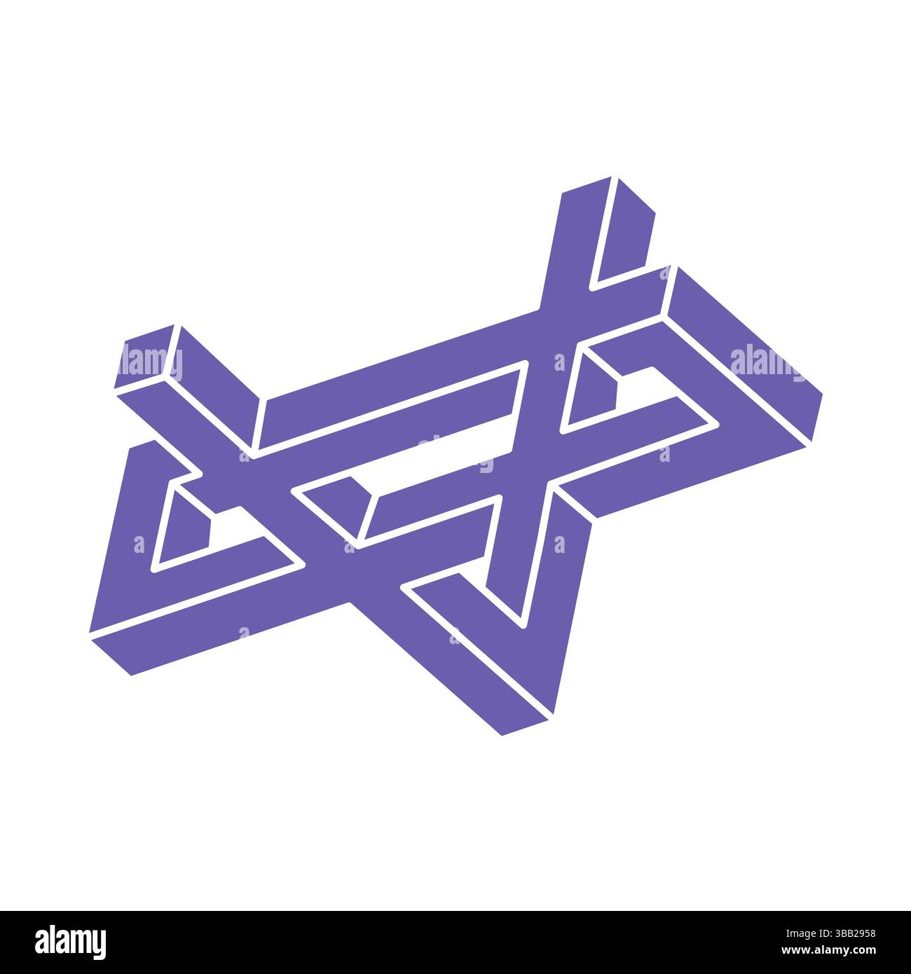 Impossible shapes. Sacred geometry figure. Optical illusion logo. Abstract eternal geometric ...