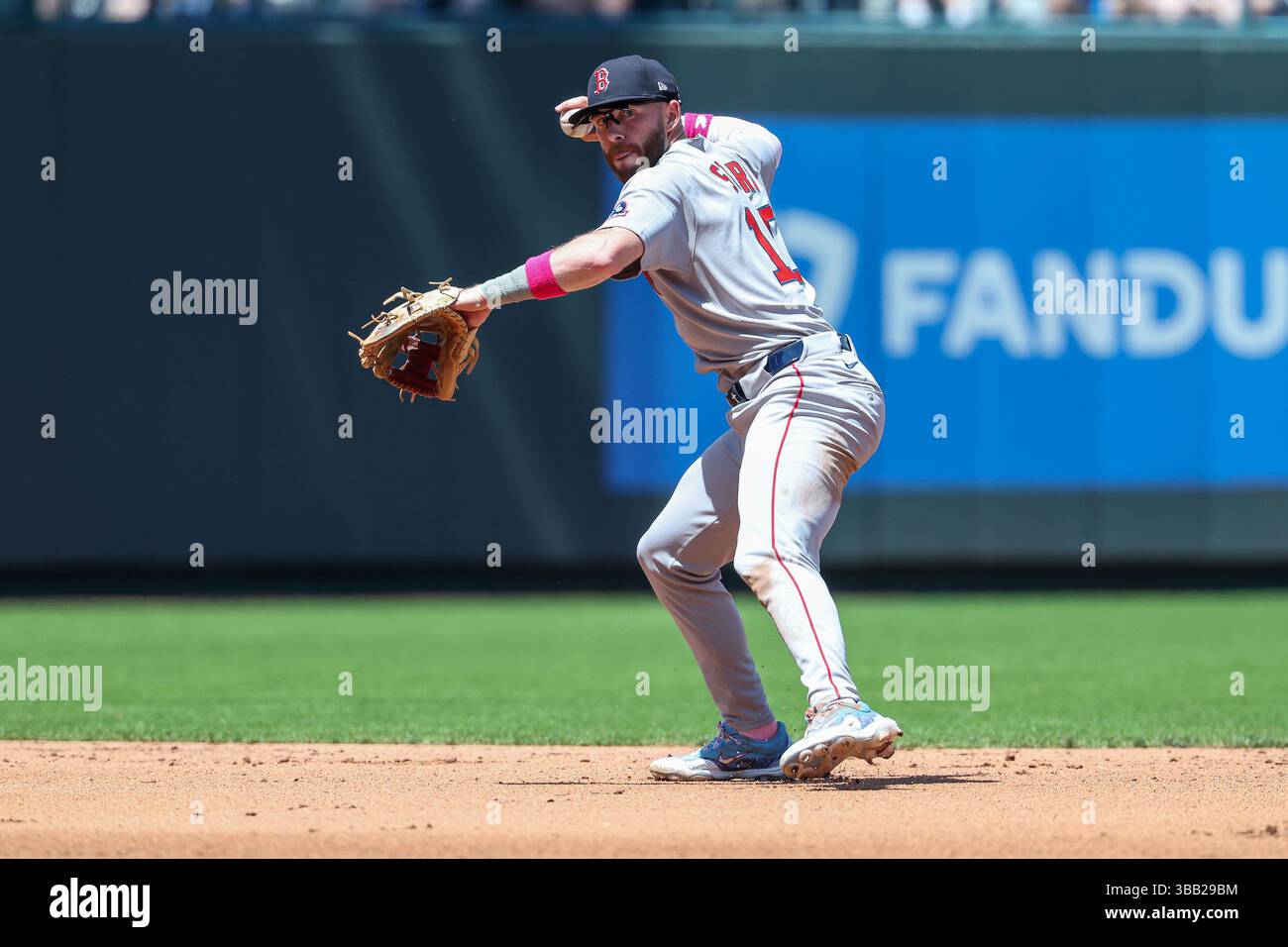 Kansas City, MO, USA. 11th May, 2025. Boston Red Sox shortstop Trevor ...