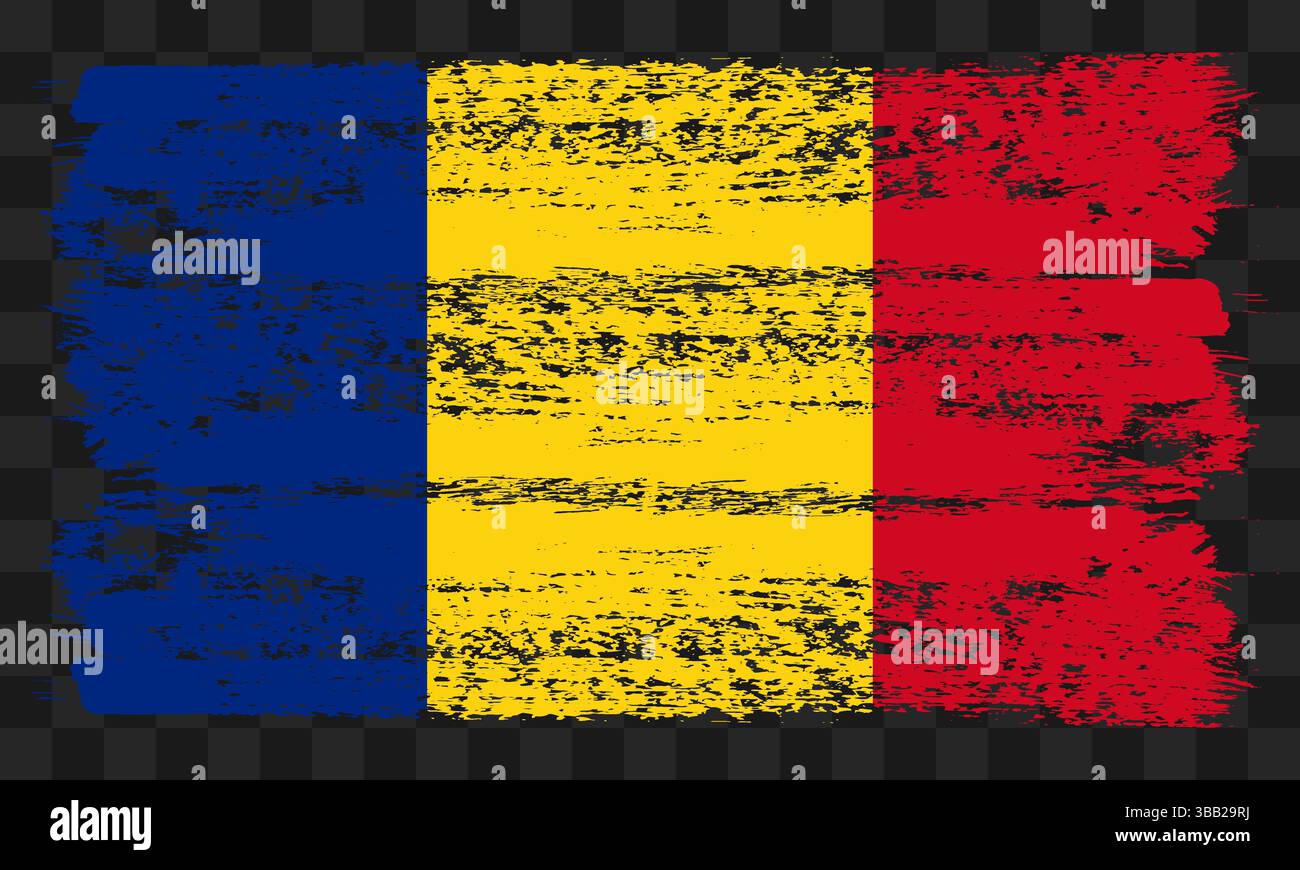 Vector Romania flag in grunge style on transparent background Stock ...